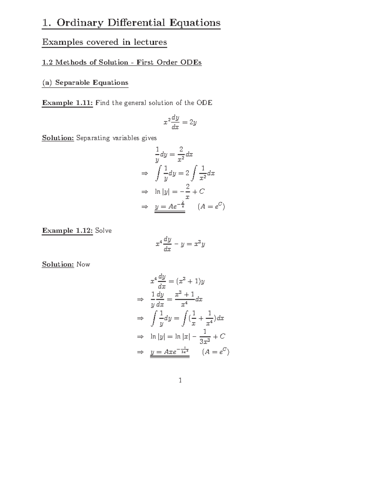 Section 1 Examples - 1. Ordinary Differential Equations Examples ...