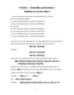 Sol Problem Set 1 - notez - Department of Mathematics 4CCM141A/5CCM141B ...