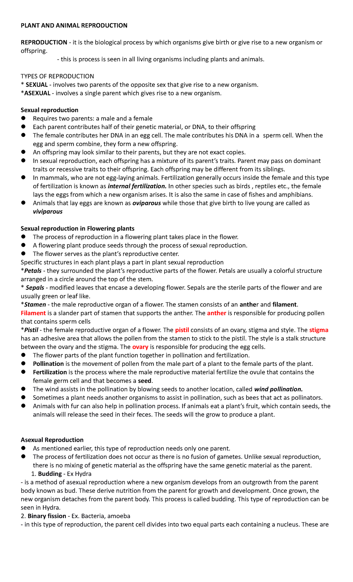 Plant AND Animal Reproduction - PLANT AND ANIMAL REPRODUCTION ...