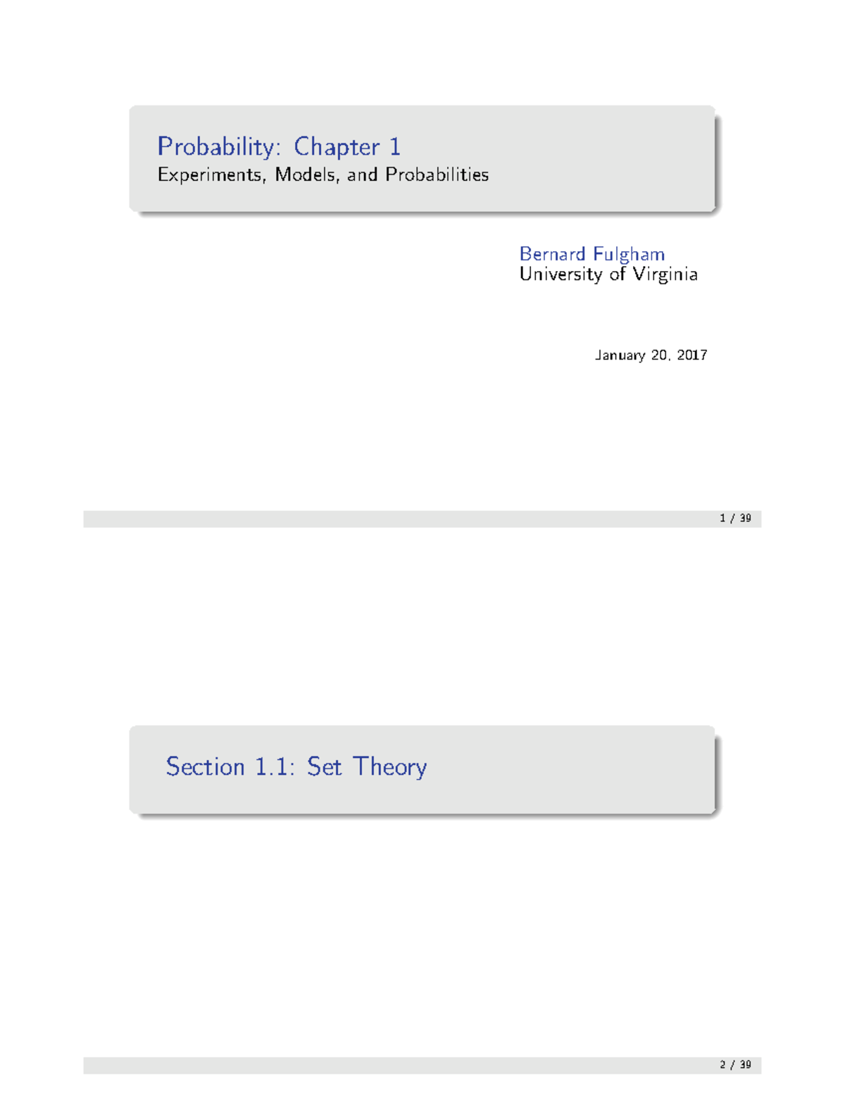 Notes-Chapter 1 - Chapter 1 Notes - Probability: Chapter 1 Experiments ...