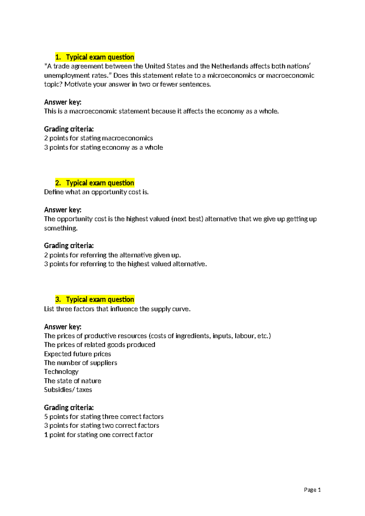 PEC 2023 24 Mock Exam Questions + Answers - 1. Typical exam question “A ...