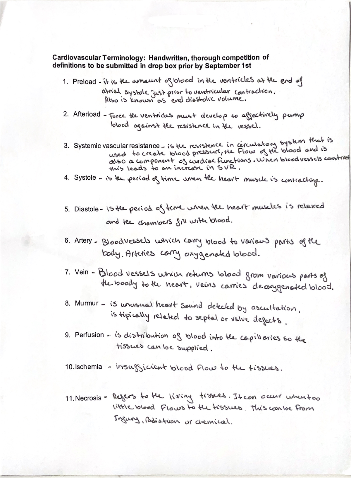 Cardiovascular Terminology - NUR-281 - Studocu