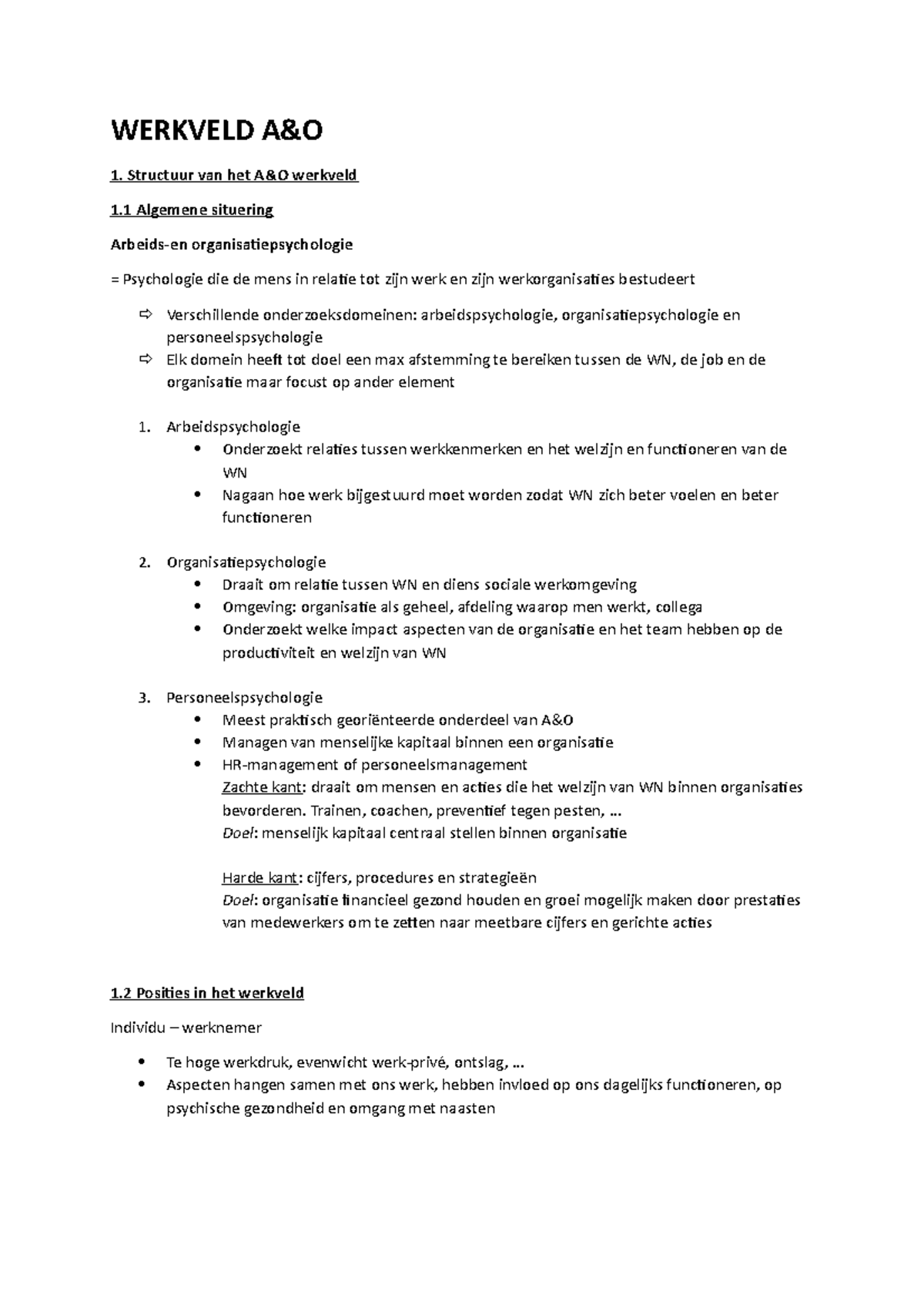 Expeditie TP - WERKVELD A&O Structuur van het A&O werkveld 1 Algemene ...