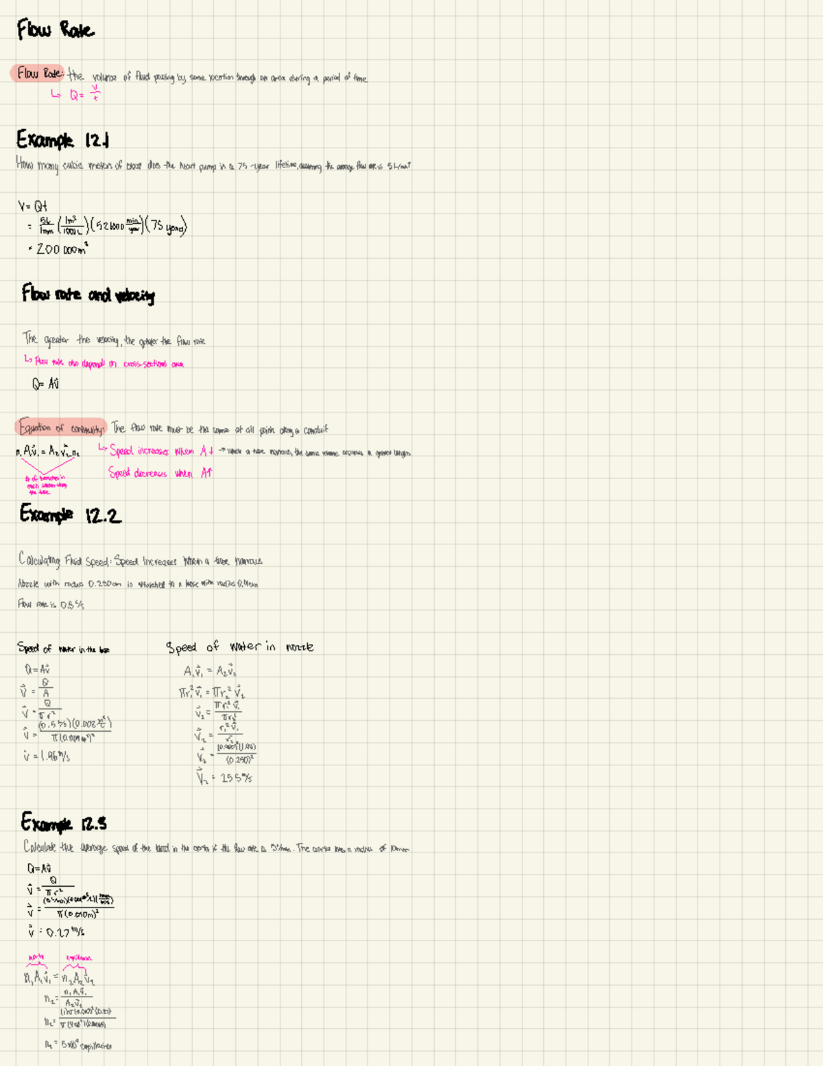 Week 2 - Fluid Dynamics - Notes from week 2 readings - Flow Rate Flow ...