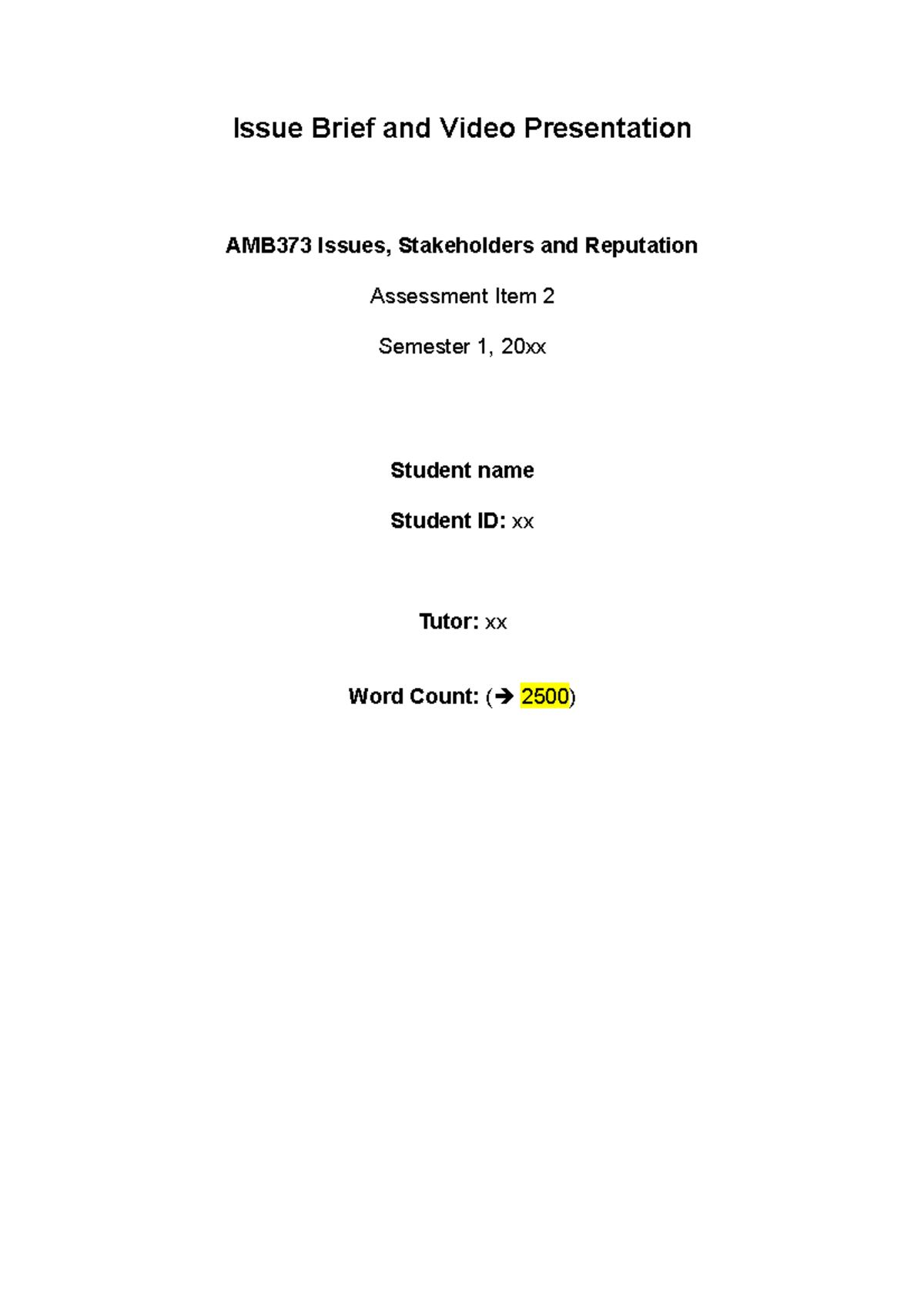 AMB373 Issue Brief and Video Template - Issue Brief and Video ...
