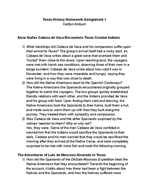 HIST 2301 Chapter One Quiz Answers - Chapter One: First Texans, First ...