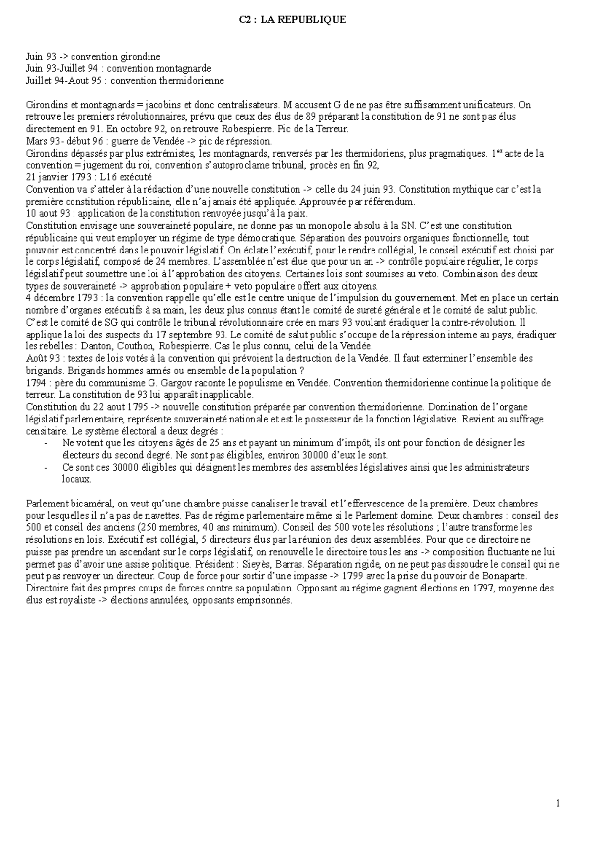 C2 Histoire Contemporaine - C2 : LA REPUBLIQUE Juin 93 -> convention ...