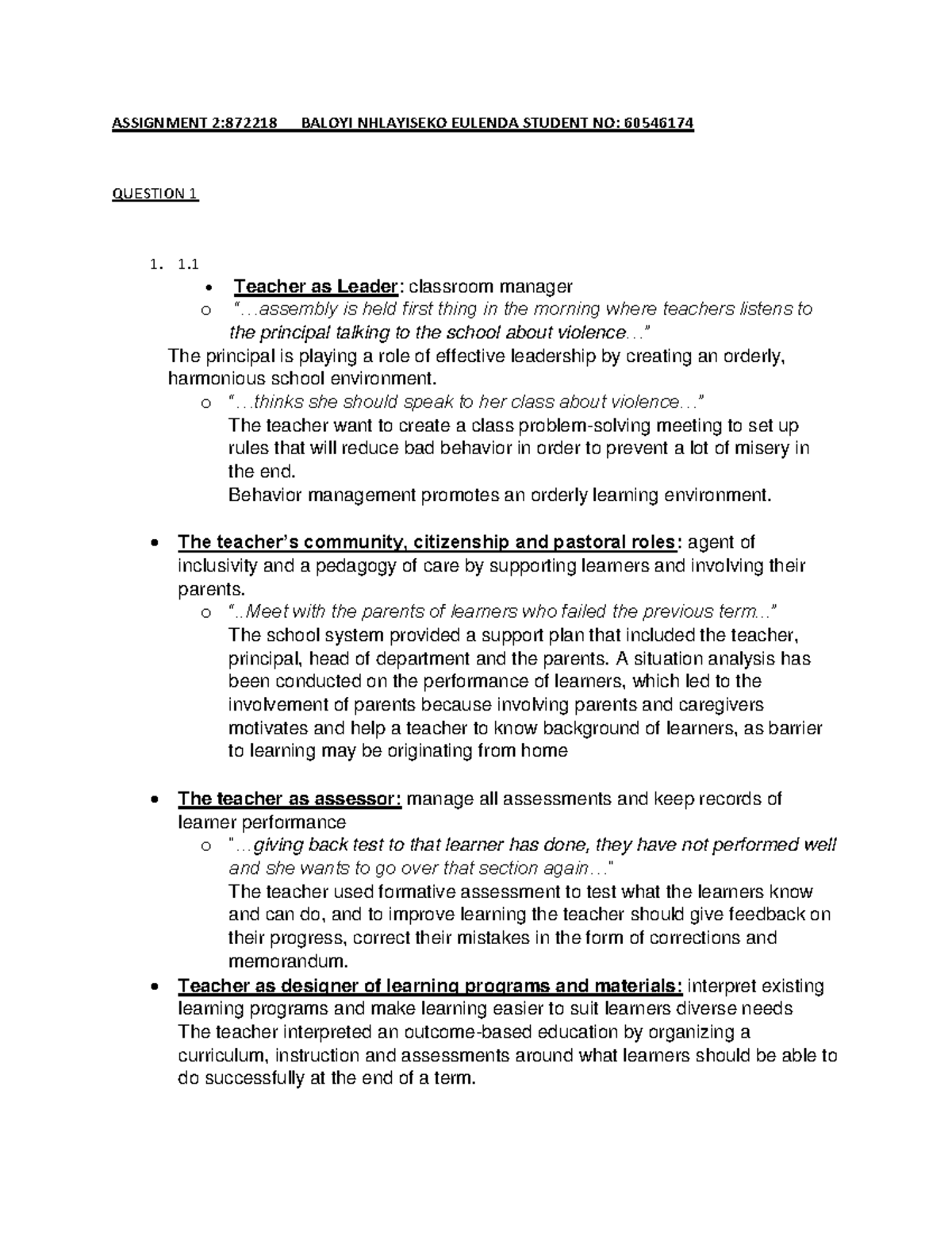 Assignment 2 Replace BPT - Warning: TT: undefined function: 32 ASSIGNMENT 2:872218 BALOYI ...