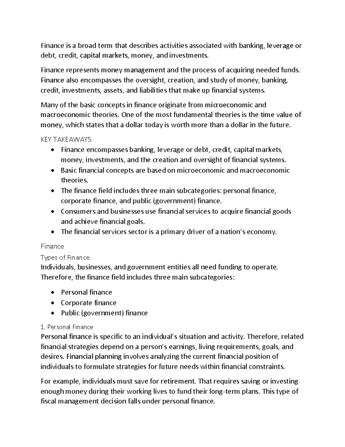 Types of Finance and Financial Services - Finance is a broad term that ...