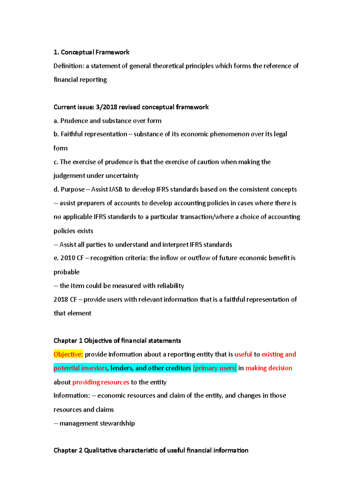 Chapter 1 Conceptual Framework & IFRS 1 Presentation of Financial ...