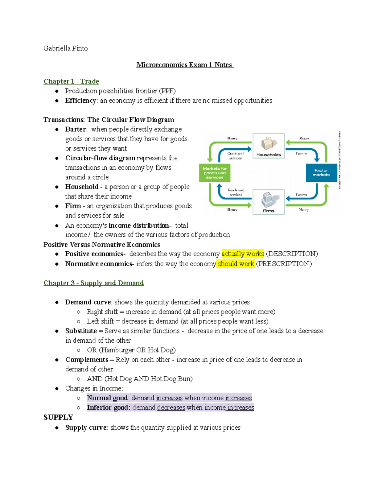 Micro EXAM 1 Notes - Gabriella Pinto Microeconomics Exam 1 Notes ...