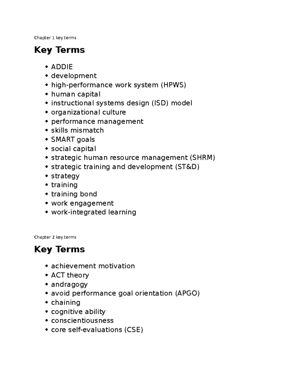 Educ240 key terms - Chapter 1 key terms Key Terms ADDIE development ...