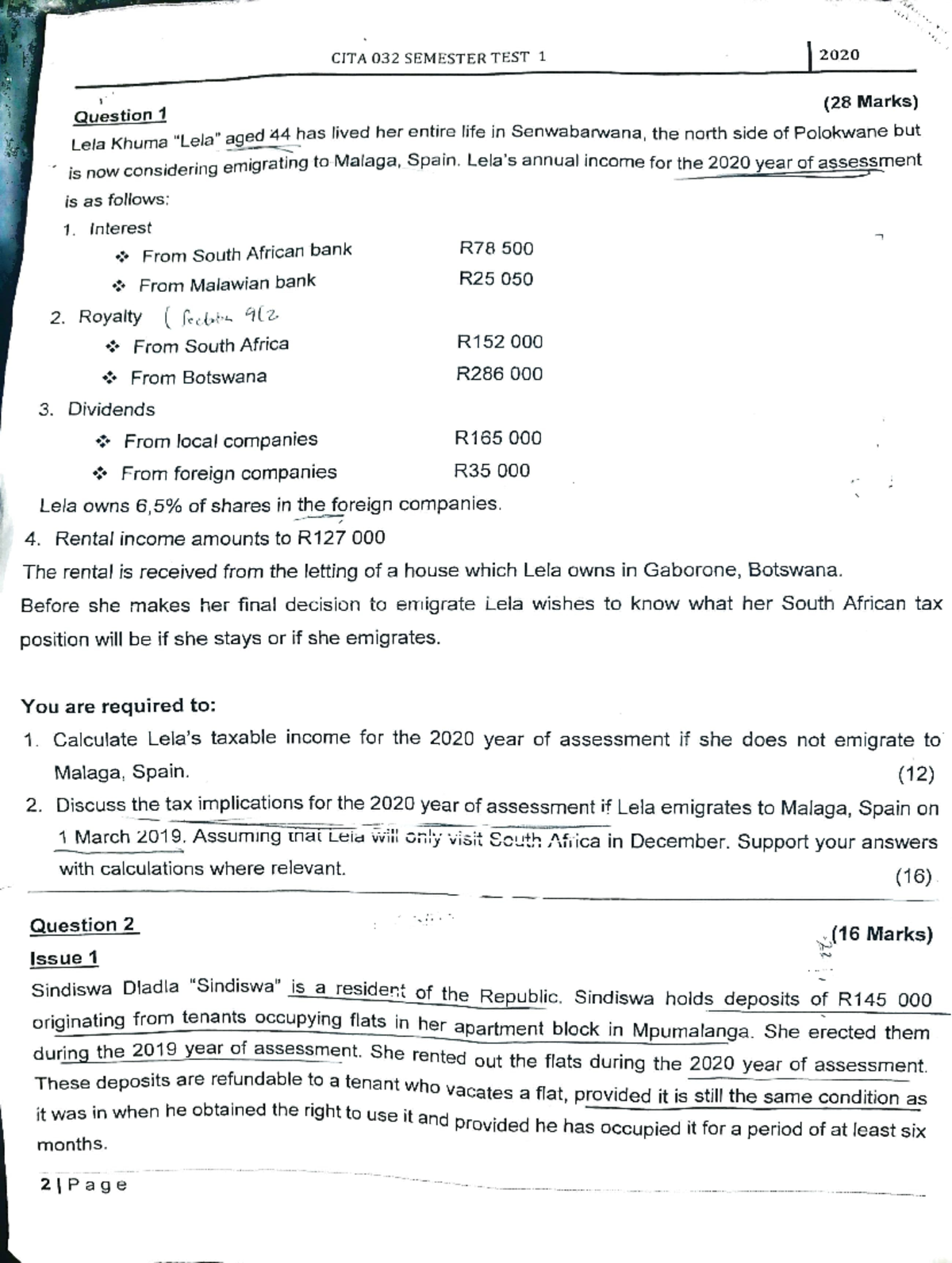 Taxation previous question paper from university of Limpopo - CTAA040 ...
