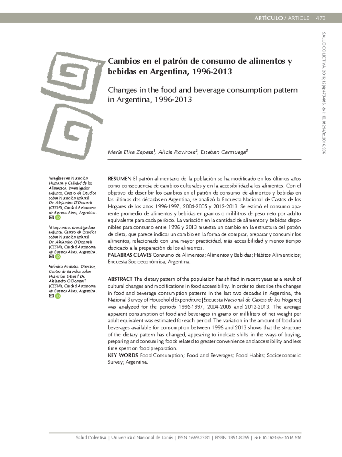 Zapata cambios patron de consumo 1996-2013 - Artículo / Article 473 SA ...