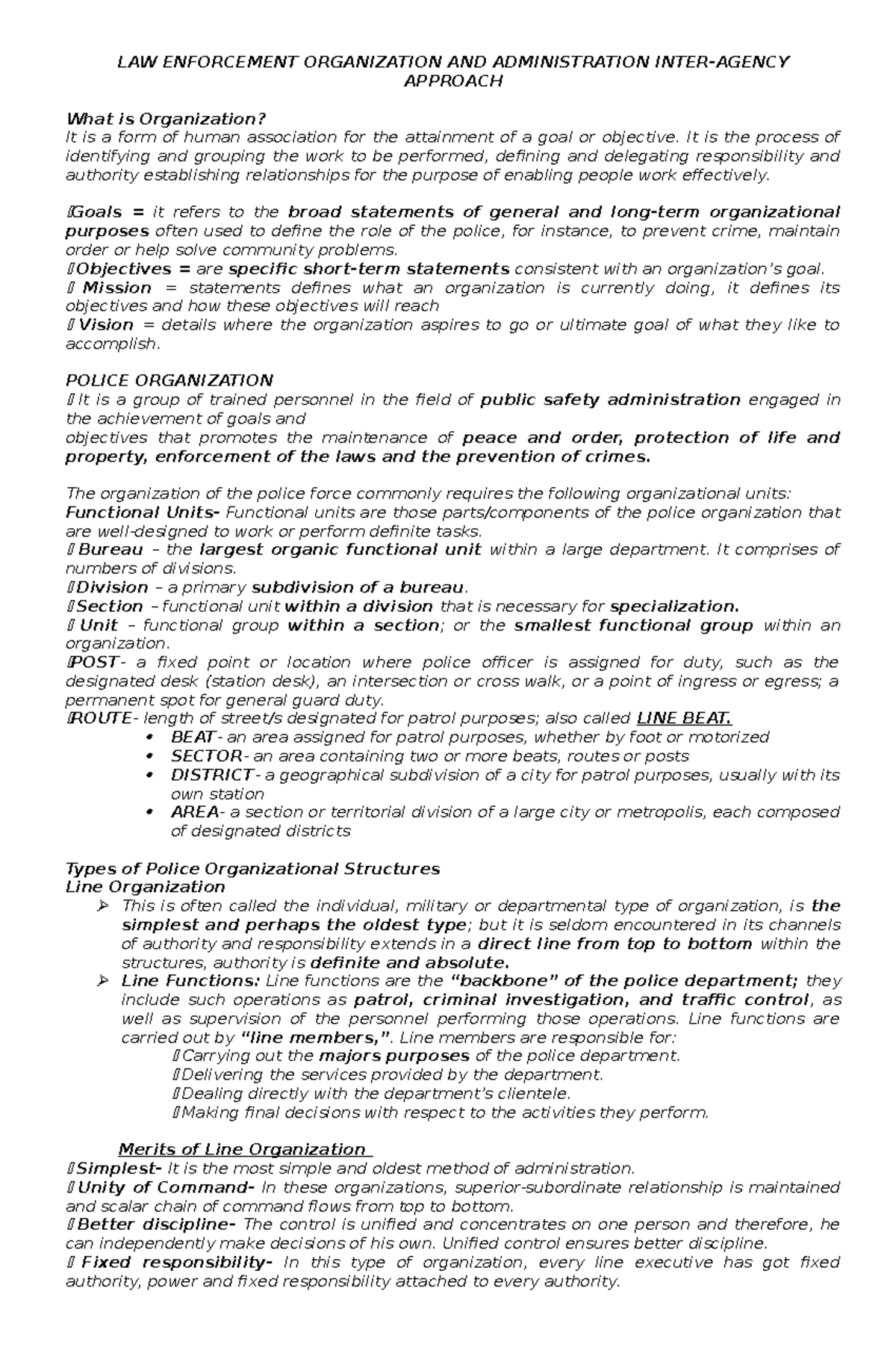 LEA-1 (inter agency) - THUMBS UP - LAW ENFORCEMENT ORGANIZATION AND ...