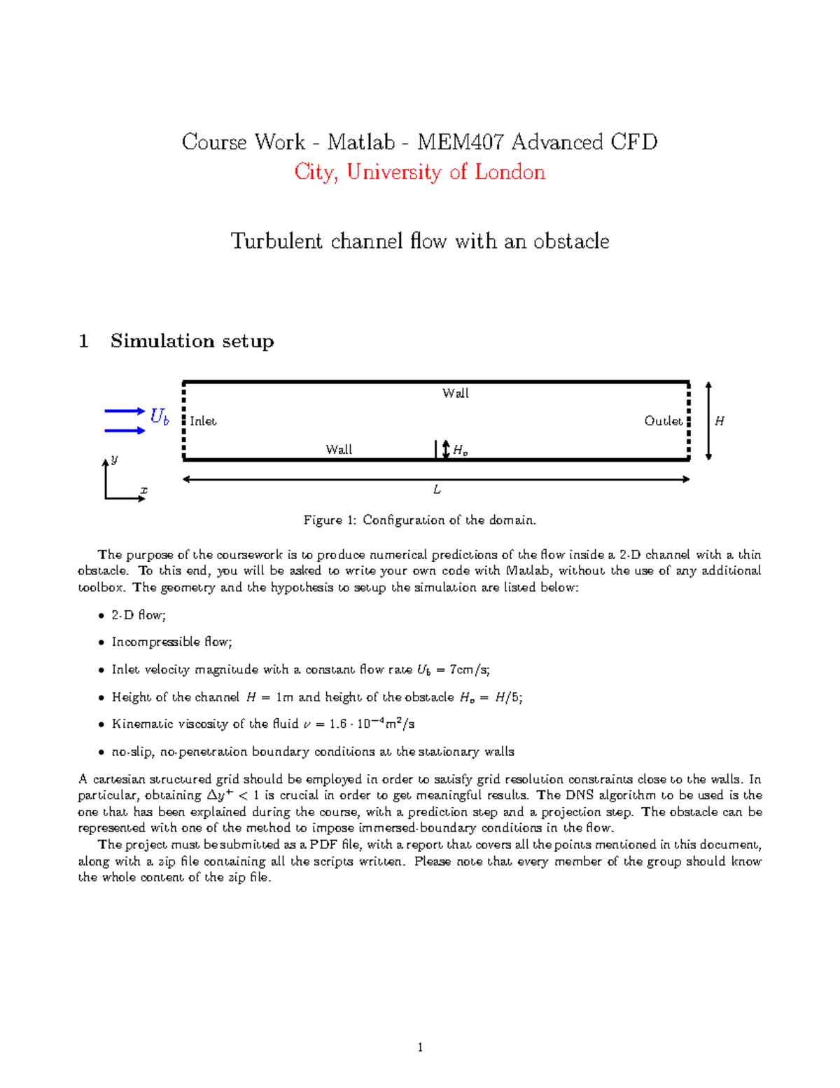 Cw Matlab Course Work Matlab Mem407 Advanced Cfd City University Of London Turbulent 