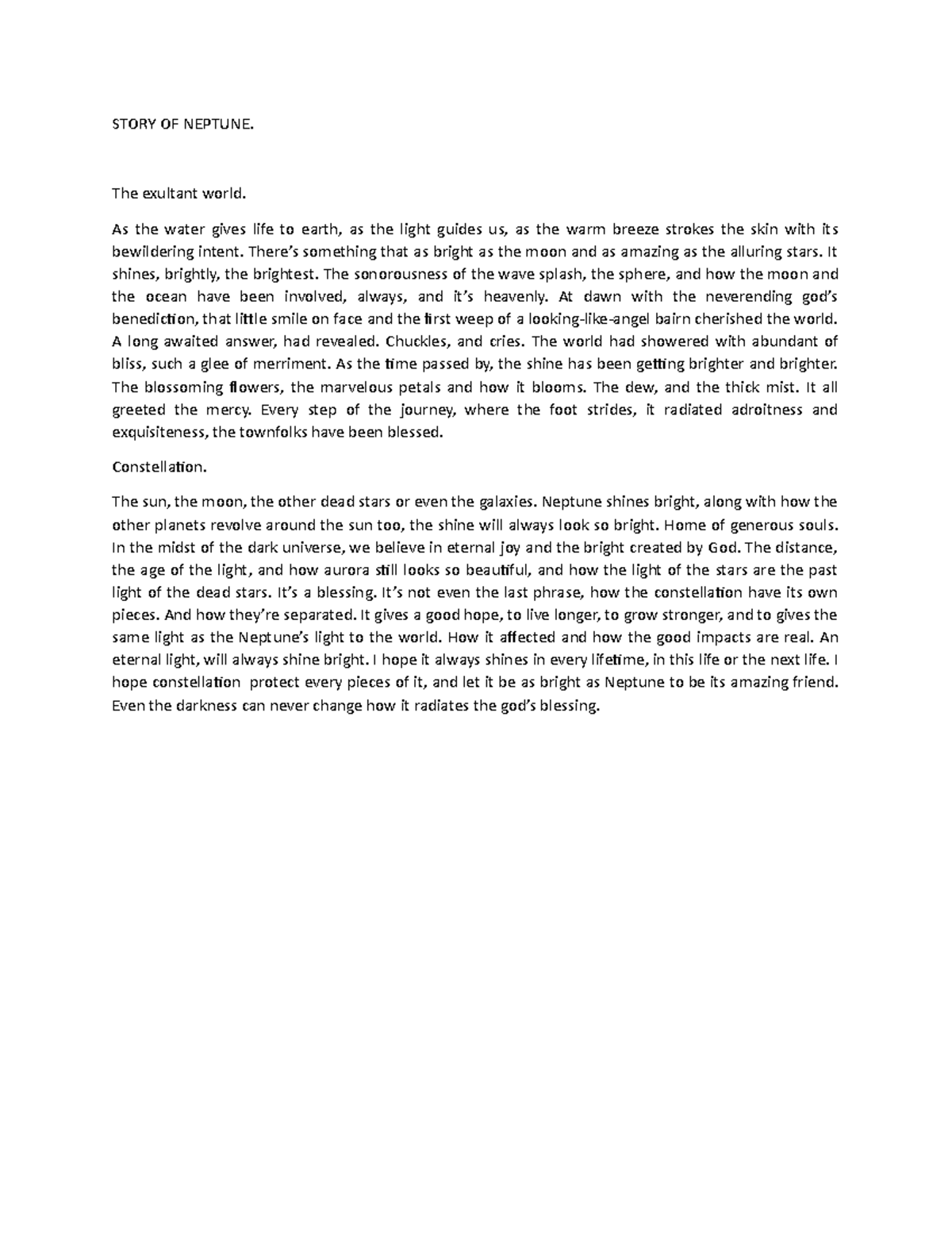 Story OF Neptune - my letter to you - STORY OF NEPTUNE. The exultant ...