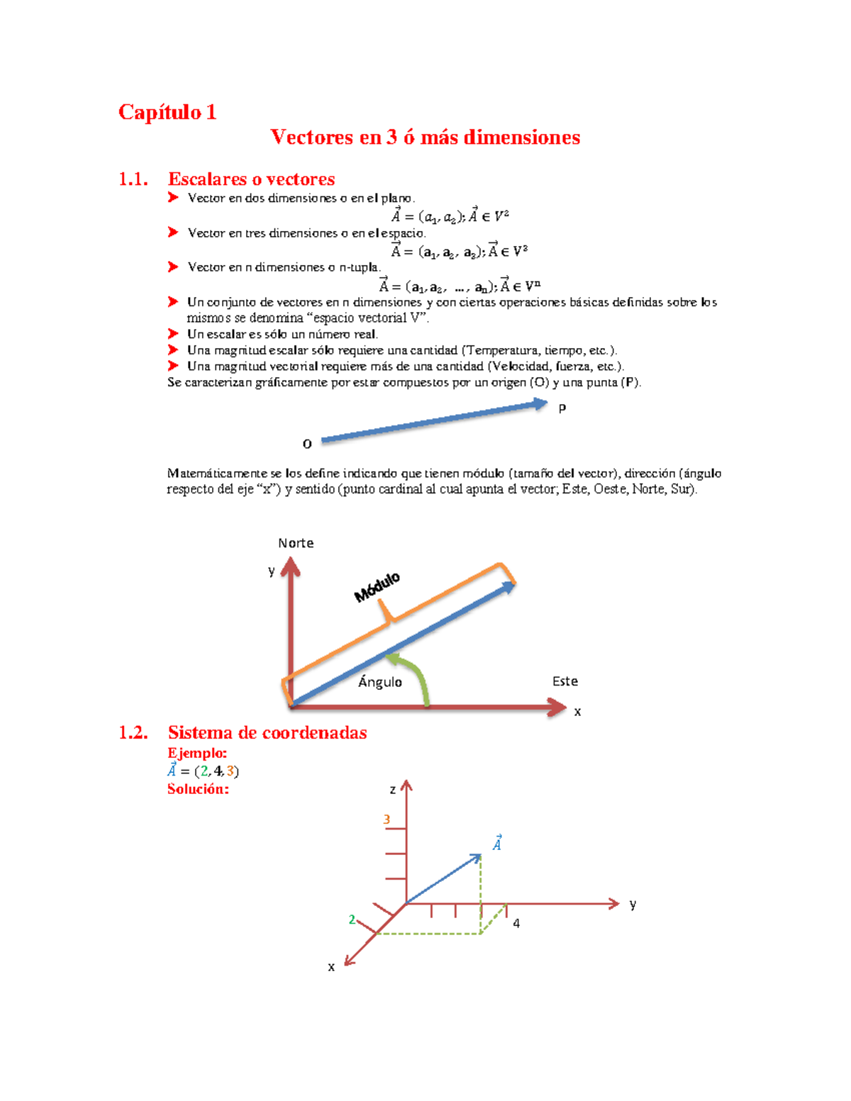 Capítulo 1 Vectores en "n" dimensiones - Capítulo 1 Vectores en 3 ó más ...
