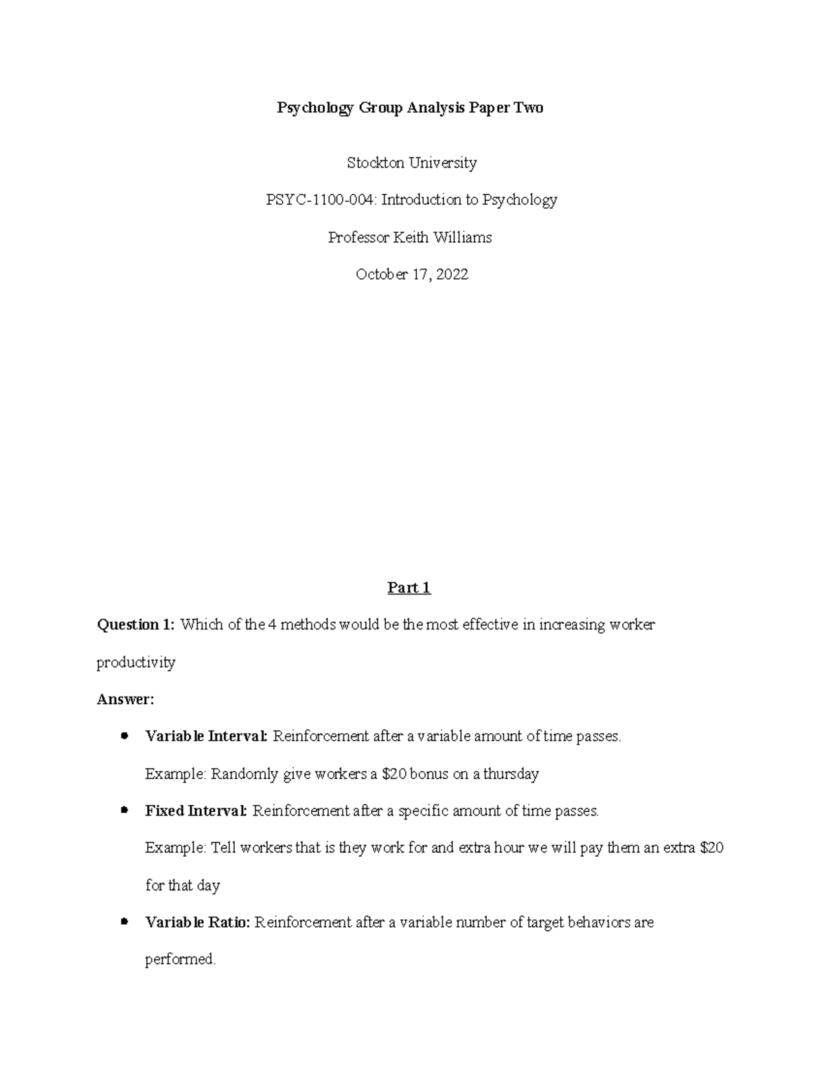 Group Analysis Paper 2 - Example: Randomly give workers a $20 bonus on ...