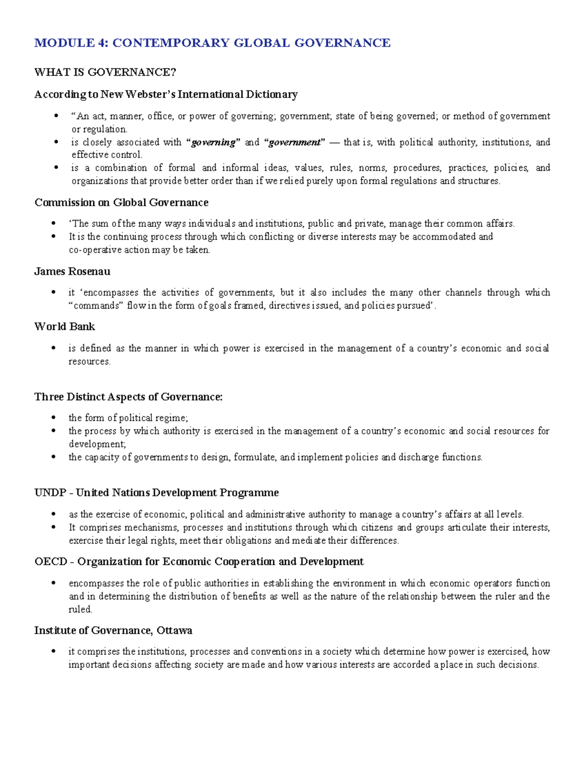TCW- Midterm - MODULE 4: CONTEMPORARY GLOBAL GOVERNANCE WHAT IS ...
