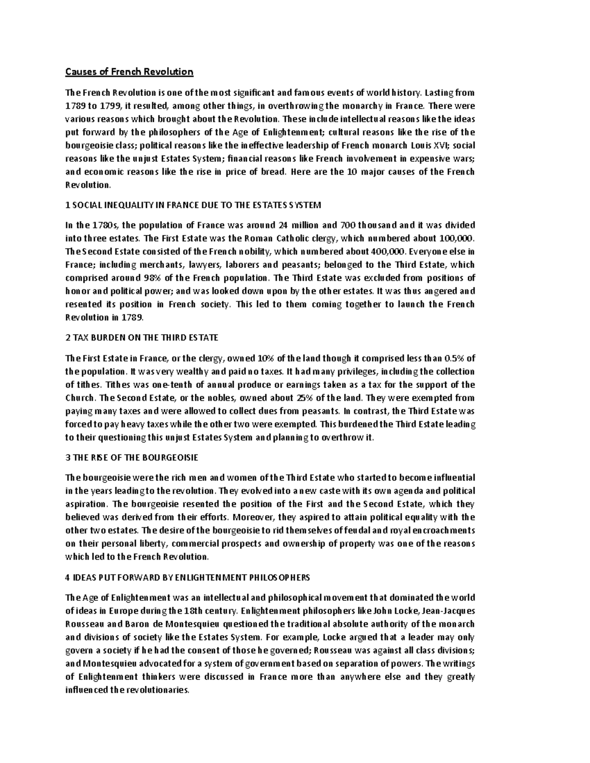 Causes of French revolution - Causes of French Revolution The French ...