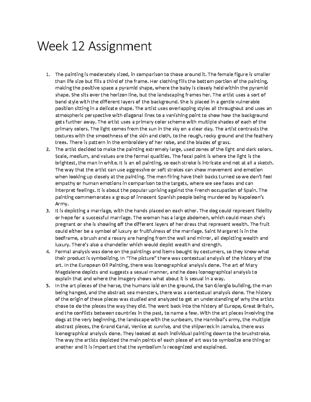 WEEK 12 Assignment - Professor Haworth - Week 12 Assignment Ellie Zyskowski The painting is ...