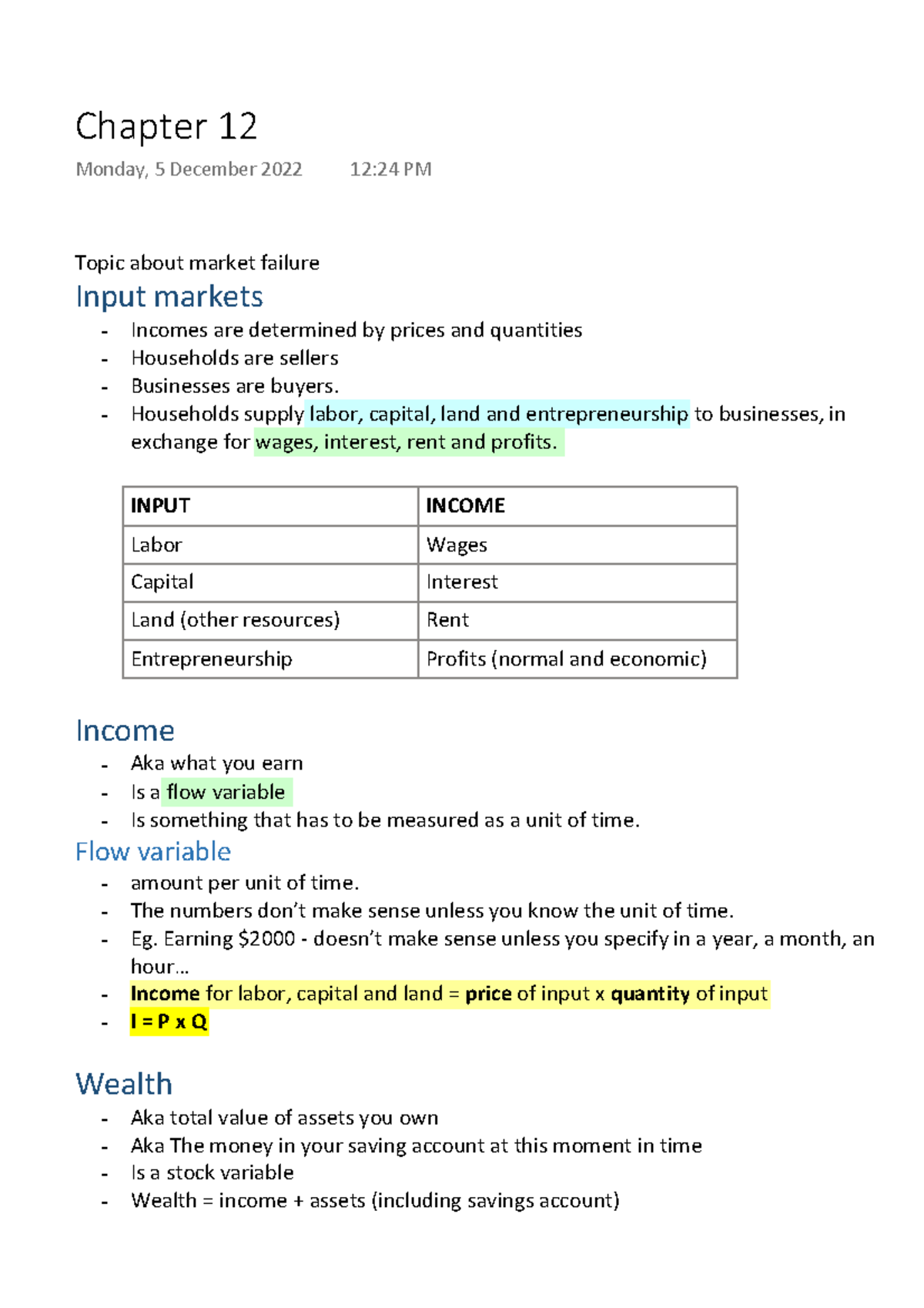 Chapter 12 - econ 1000 lecture module notes - Topic about market ...
