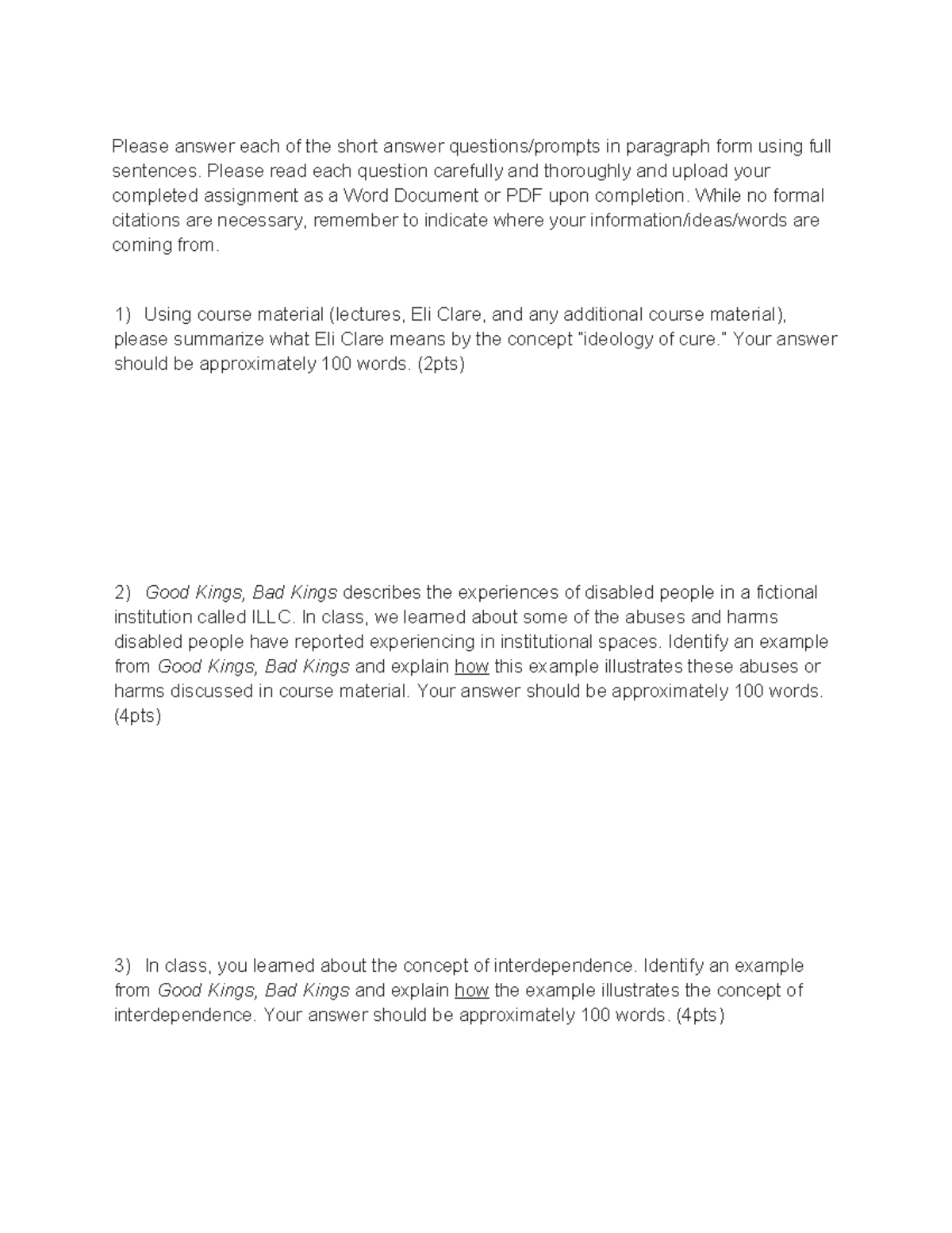 Untitled document - Please answer each of the short answer questions ...