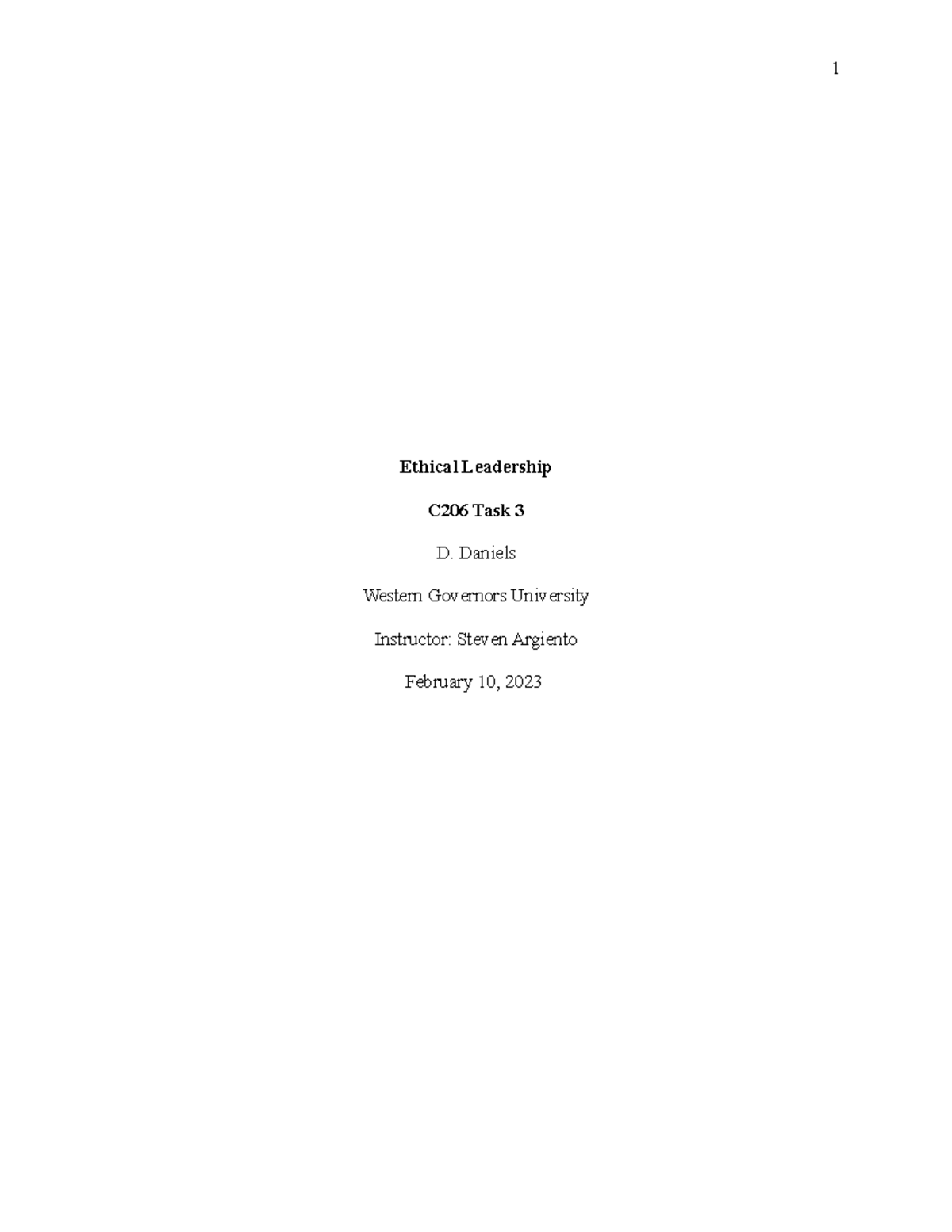 C206 Task 3 - C206 Task 3 - passed - Ethical Leadership C206 Task 3 D ...