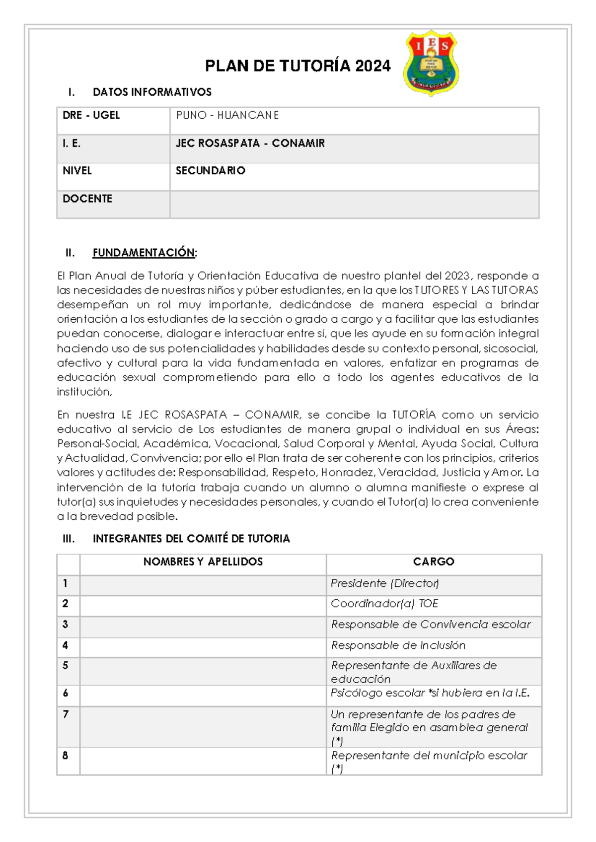Plan-de-tutoria-2024 compress - PLAN DE TUTORÍA 2024 I. DATOS INFORMATIVOS DRE - UGEL PUNO ...