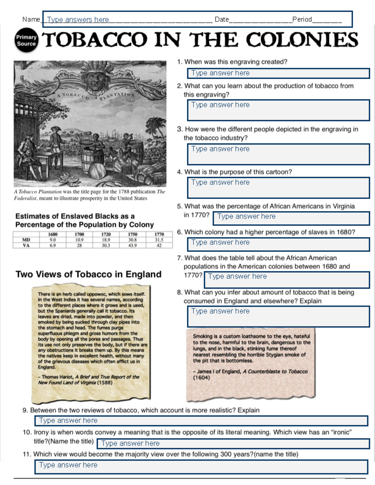 Task 4 Tobacco in the Colonies - Name ...