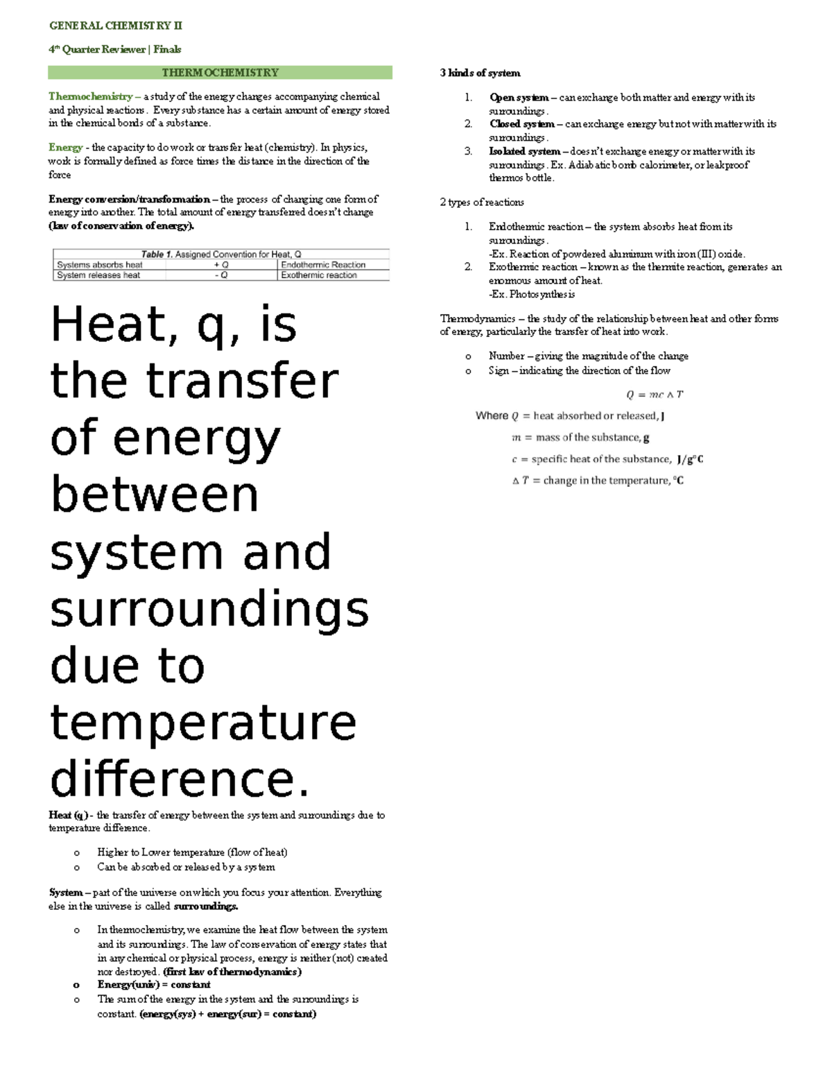 Chem2finals 2 - GENERAL CHEMISTRY II 4 th Quarter Reviewer | Finals ...