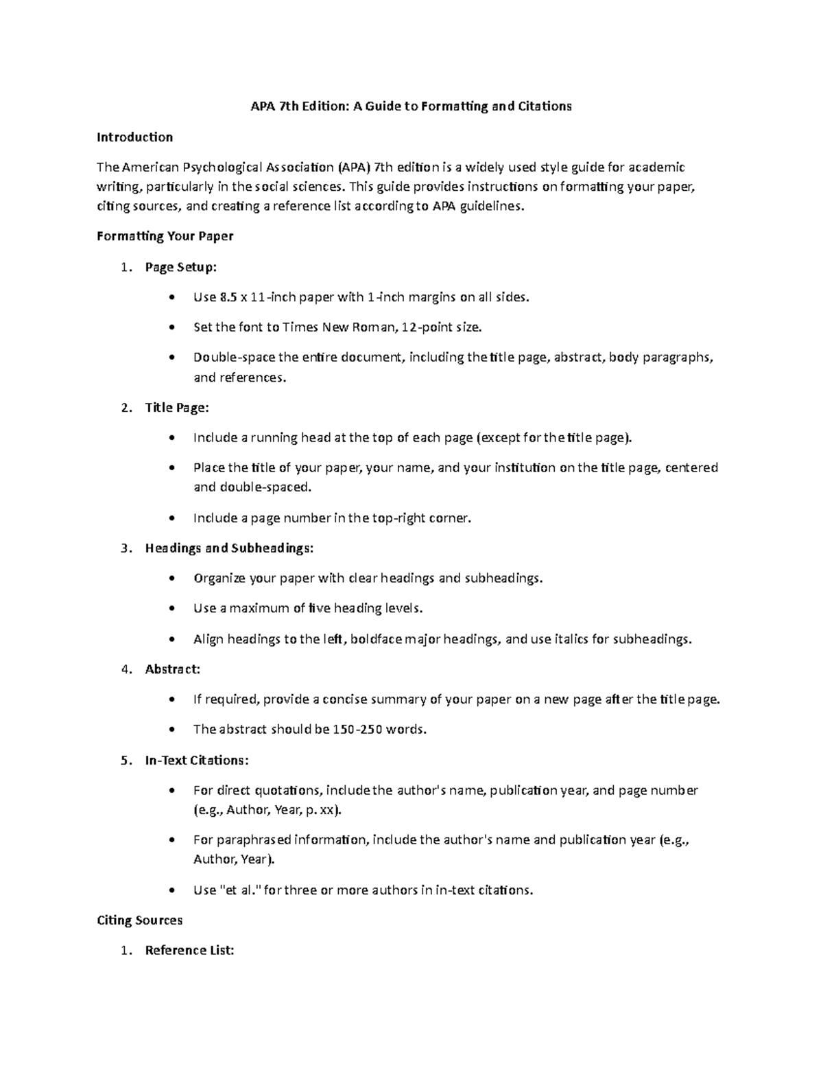 APA 7th Edition - just APA practise material - APA 7th Edition: A Guide ...