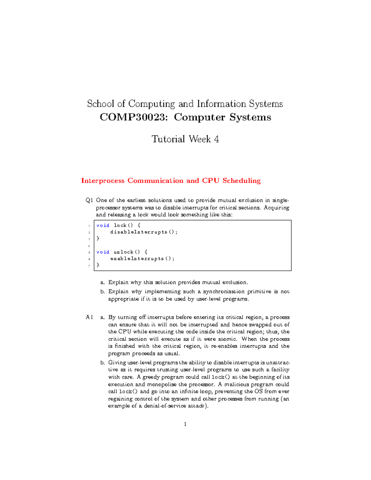 Tutorial 4 interprocess communication and cpu scheduling solutions ...