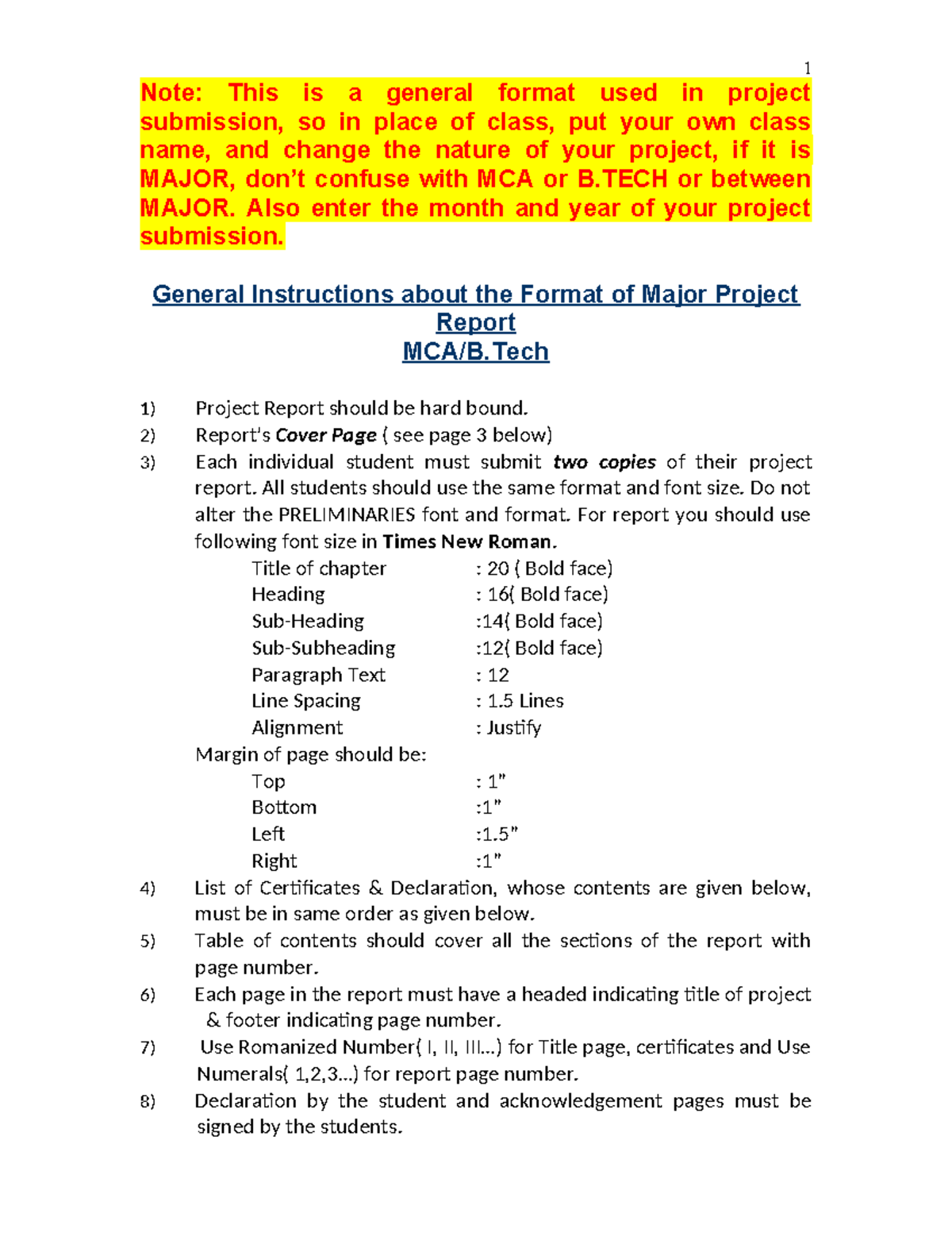 MCA & Btech Major Project Report - Note: This is a general format used in project submission, so ...
