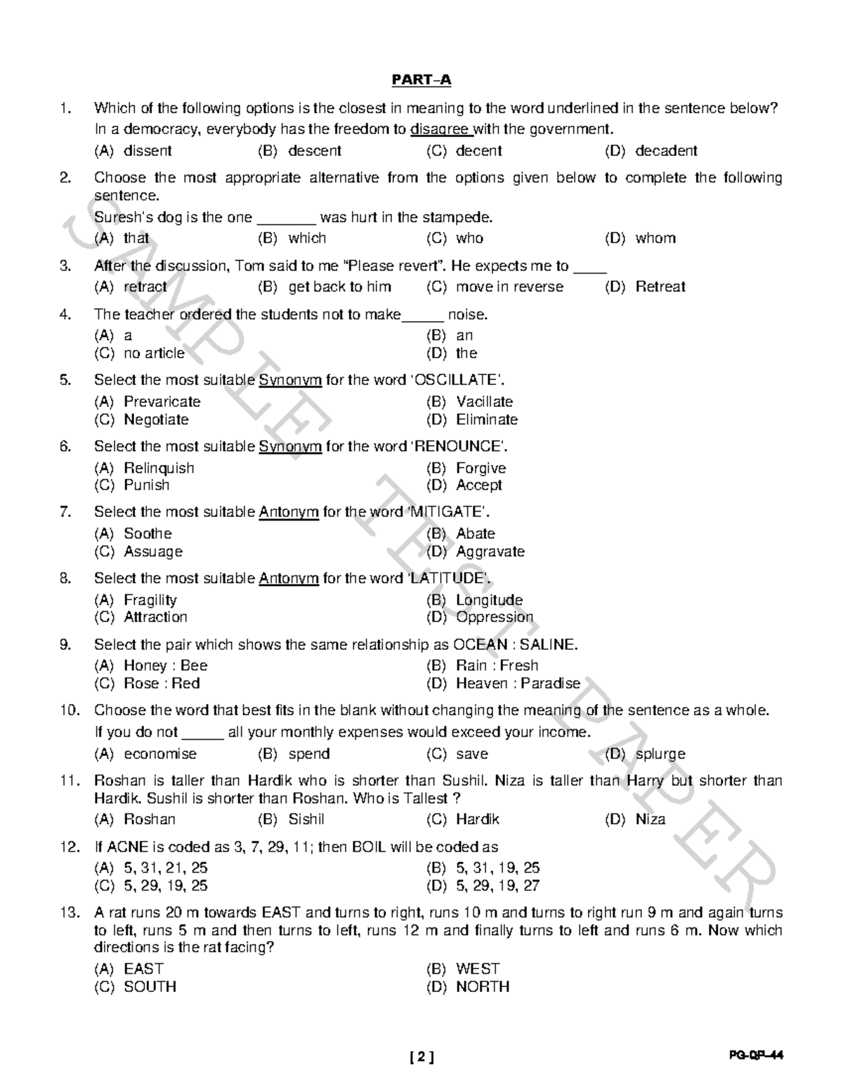 STP PGQP44 - Practice paper - SAMPLE TEST PAPERSAMPLE TEST PAPERSAMPLE ...