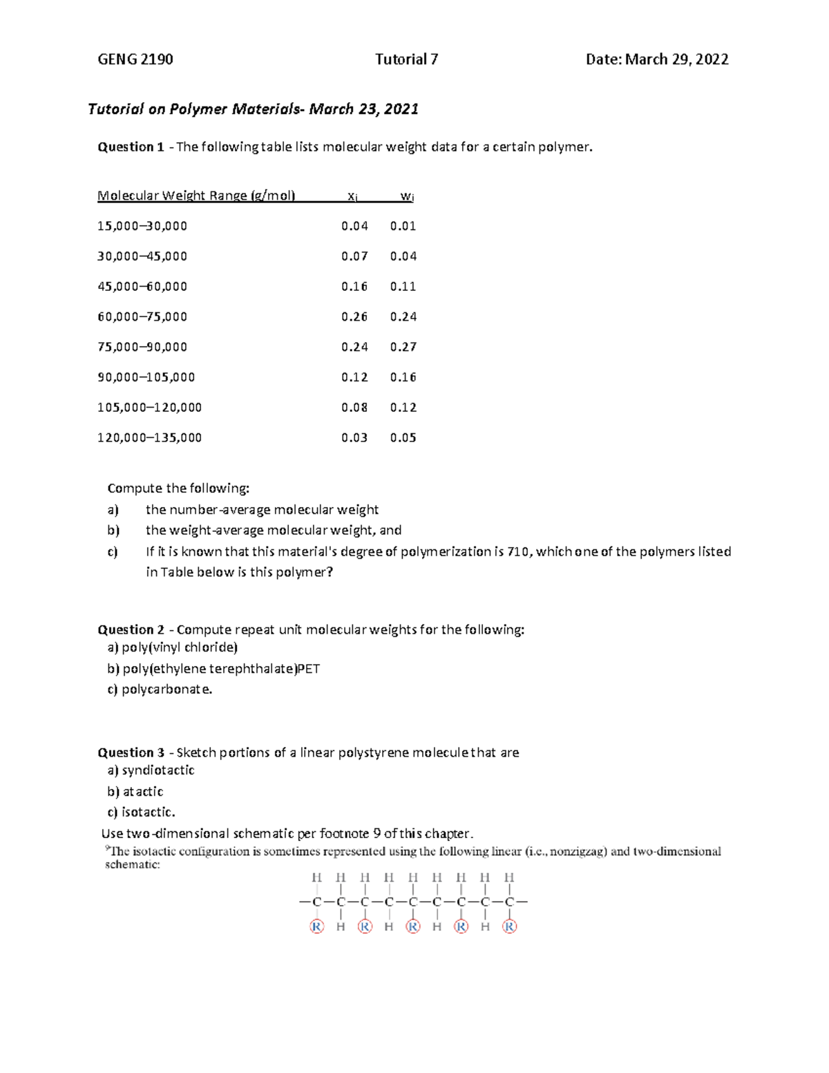 GENG2190 material - GENG 2190 Tutorial 7 Date: March 29 , 2022 Tutorial ...