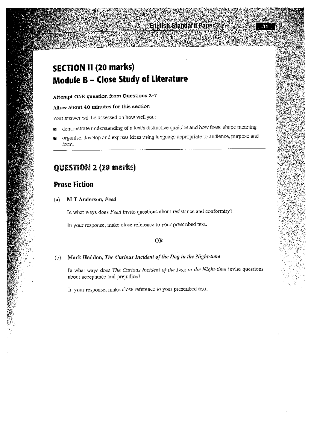 2020 Curious Incident NESA Samples - English Standard Paper 2 11 ...