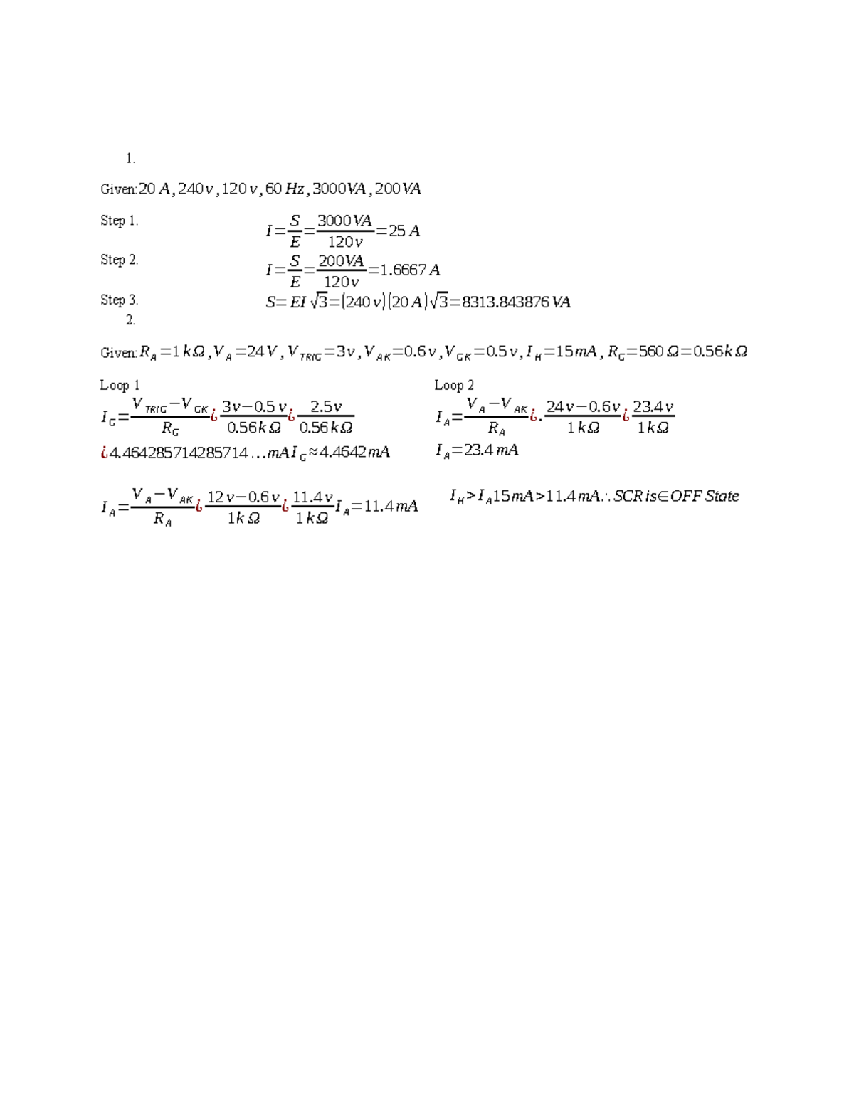06-Task-Performance-1-ARG - Given: 20 A , 240 v , 120 v , 60 Hz , 3000 ...