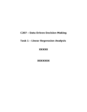 C207 Task 1 Assignment - C207- Task 1 College of Business, Western ...