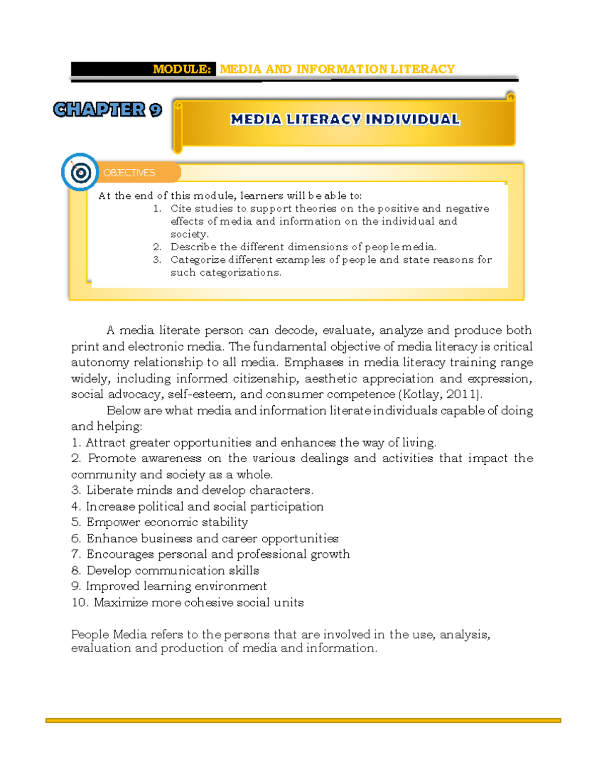 Chapter 9 Media Literacy Individual - Media Information Literacy - ICCT ...