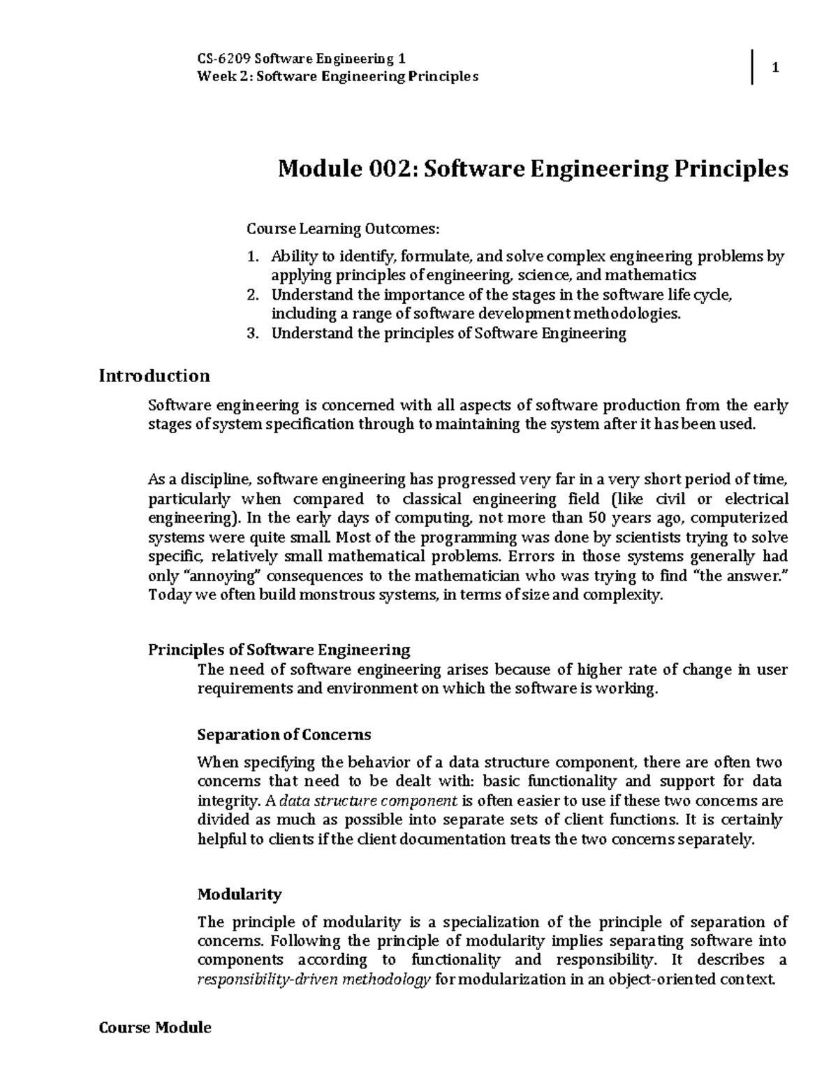 W2 - Software Engineering Principles - Week 2: Software Engineering ...