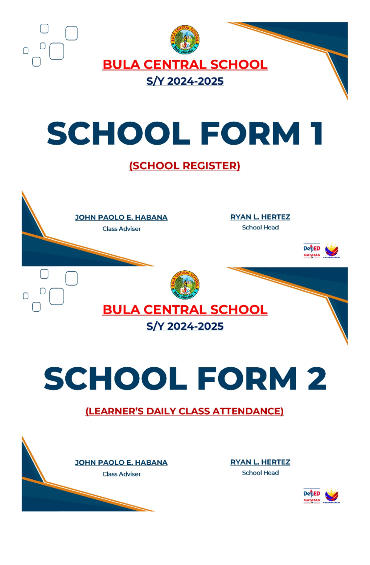 Folder Label - WWWW - CENTRAL SCHI BULA CENTRAL SCHOOL SCHOOL FORM 1 ...