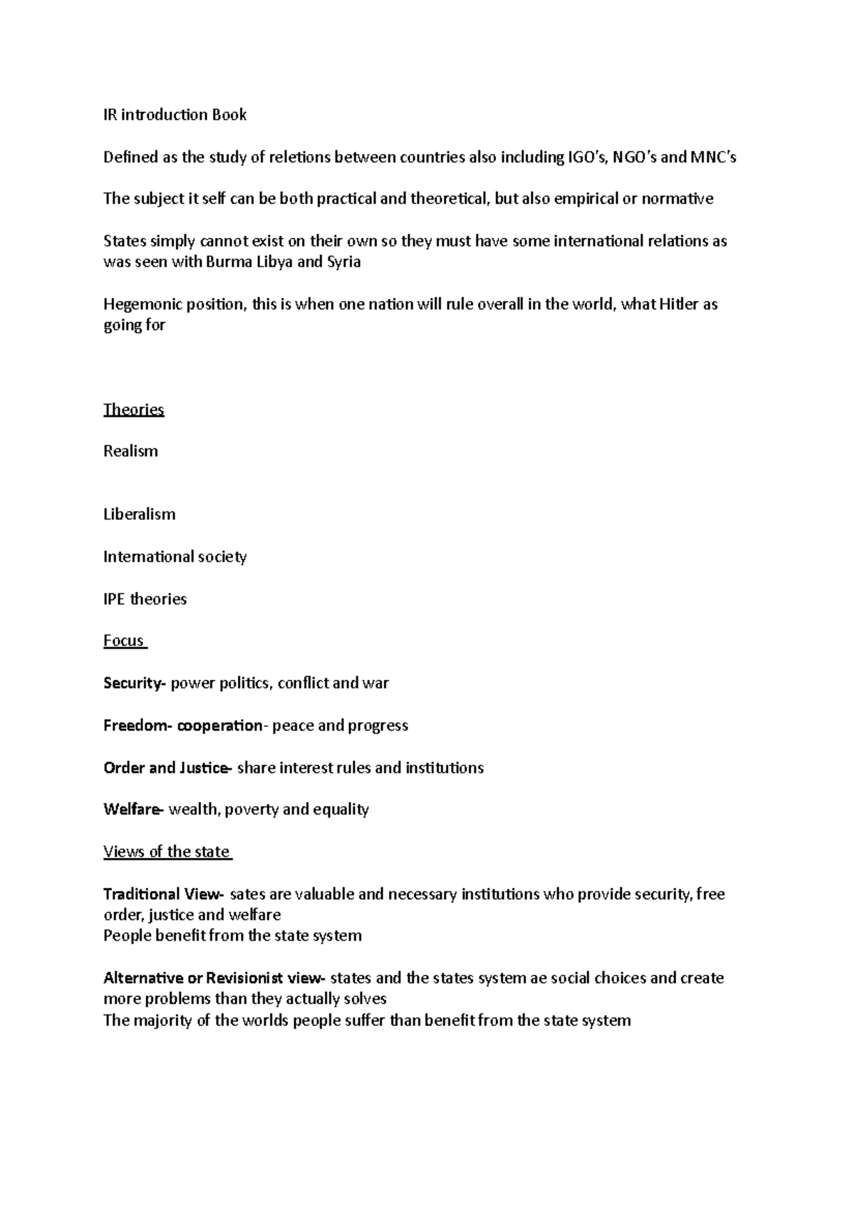 IR introduction Book - IR introduction Book Defined as the study of ...