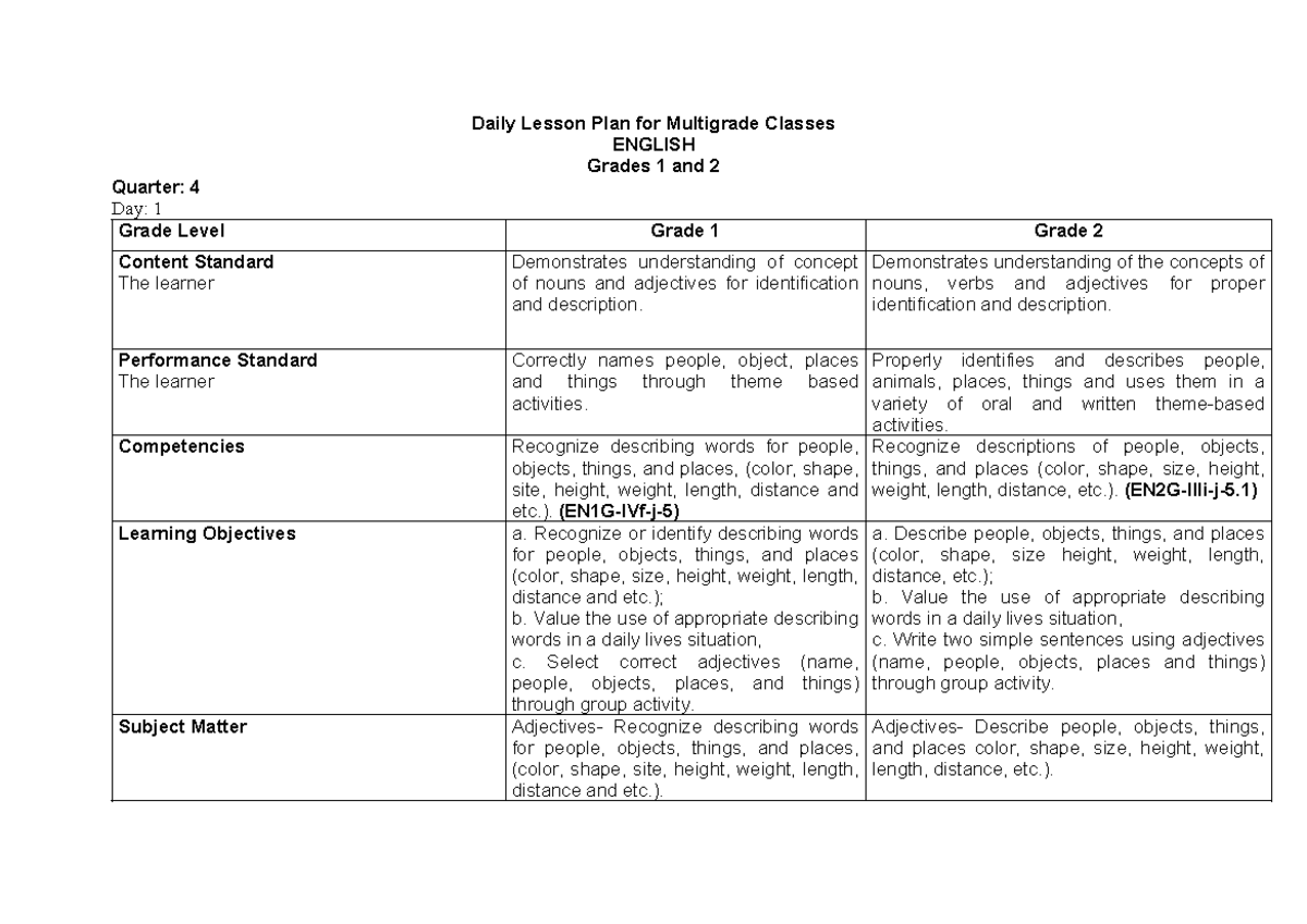 Daily-Lesson-Plan-for-Multigrade-classes-final 1 - Daily Lesson Plan ...