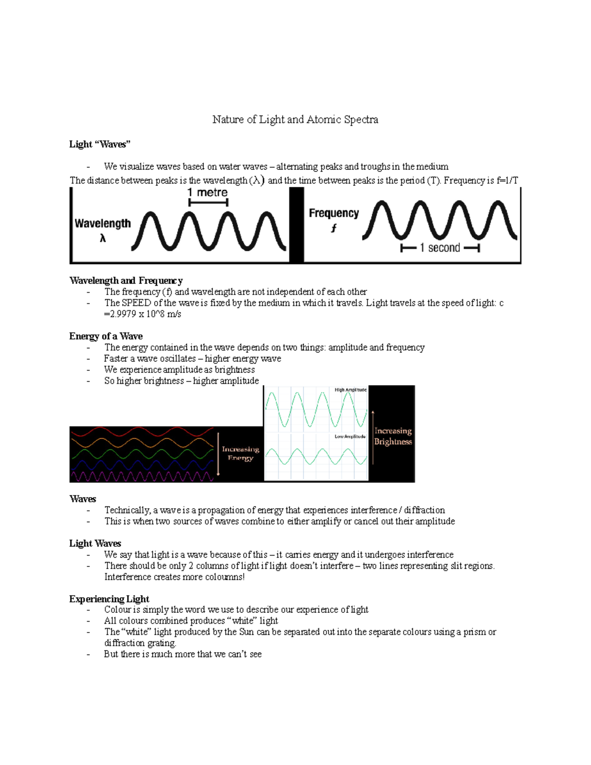 Light - ASTR - Lecture notes 1 - Nature of Light and Atomic Spectra ...