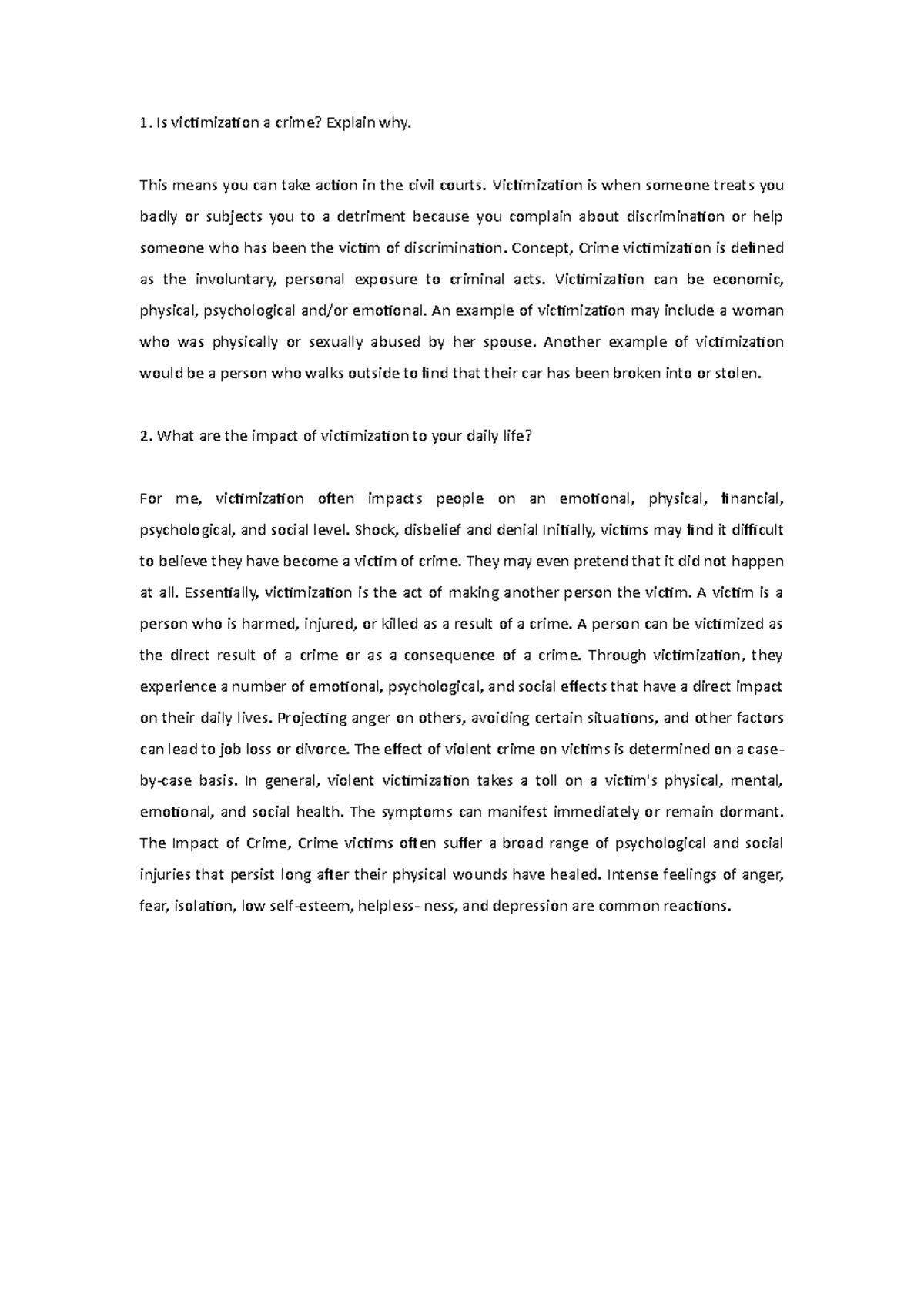 Q19 English Writing 19 Is Victimization A Crime Explain Why This