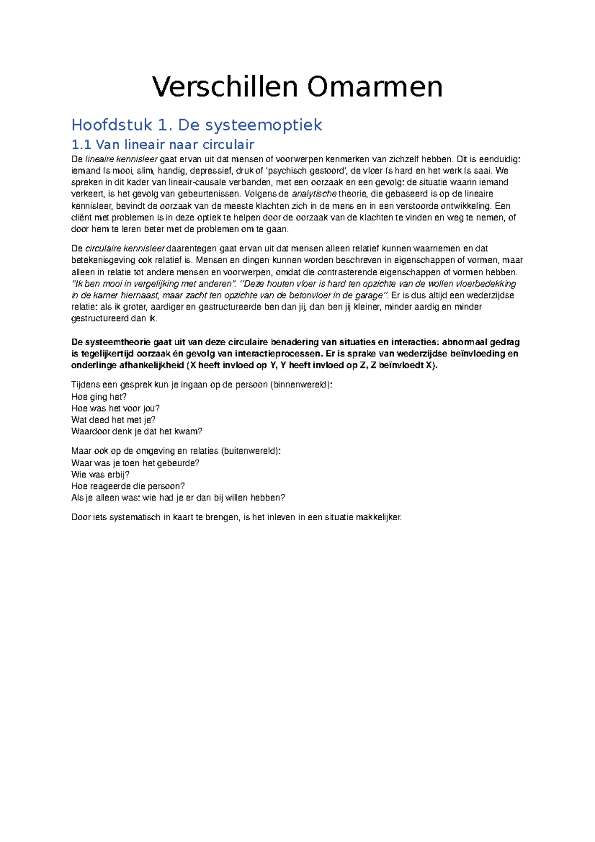 Verschillen Omarmen - H 1, 2, 3, 4, 5, 7 & 8 - Verschillen Omarmen ...