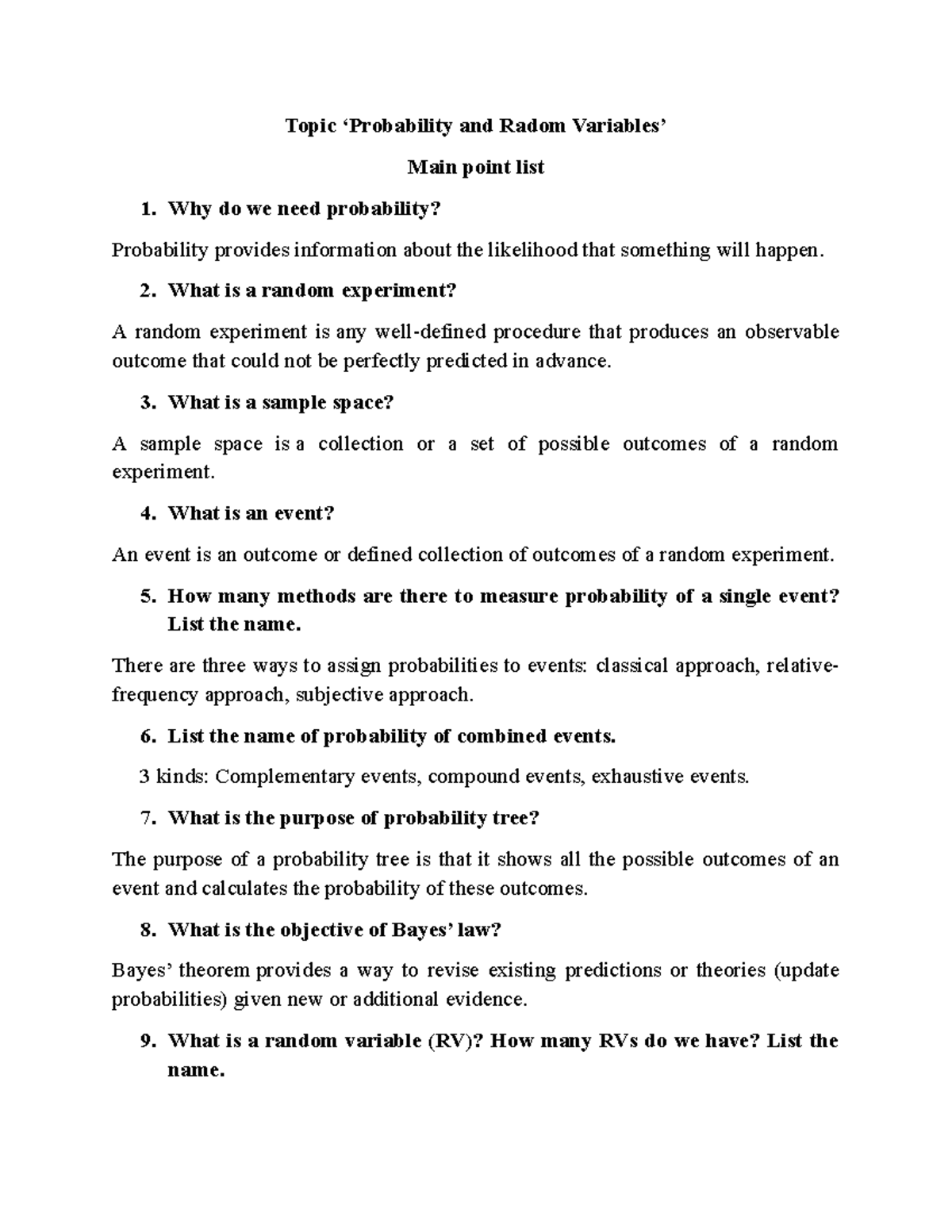 Main Point List Lec4 Hope This Help You All Topic Probability And