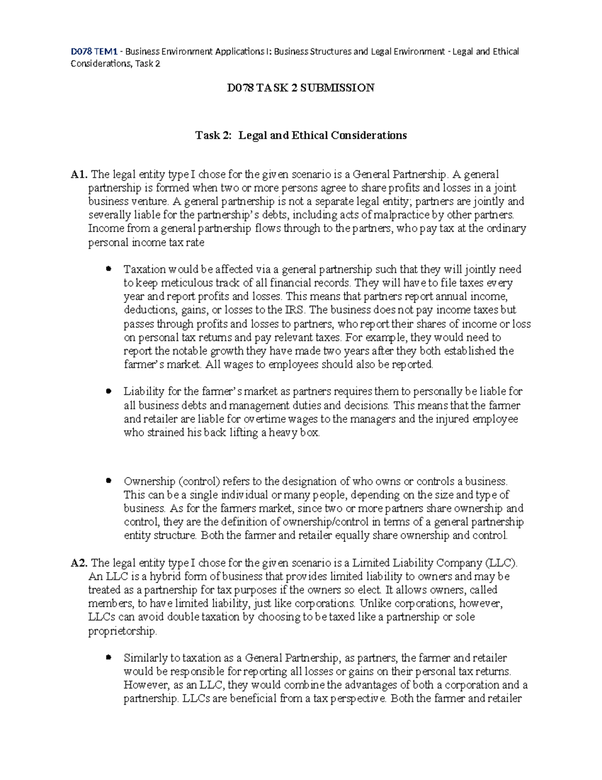 D078 Task 2 - Task 2 for Emotional and Cultural Intelligence - D078 ...